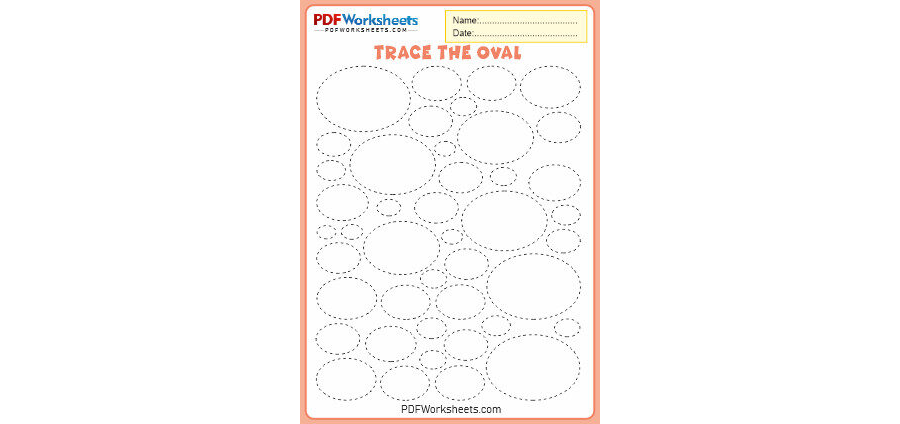 Printable Trace the Oval Shape PDF Worksheet - PDF Worksheets