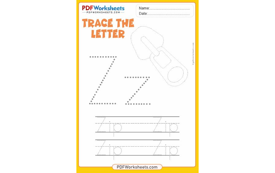 Letter Z Tracing PDF Worksheet - PDF Worksheets